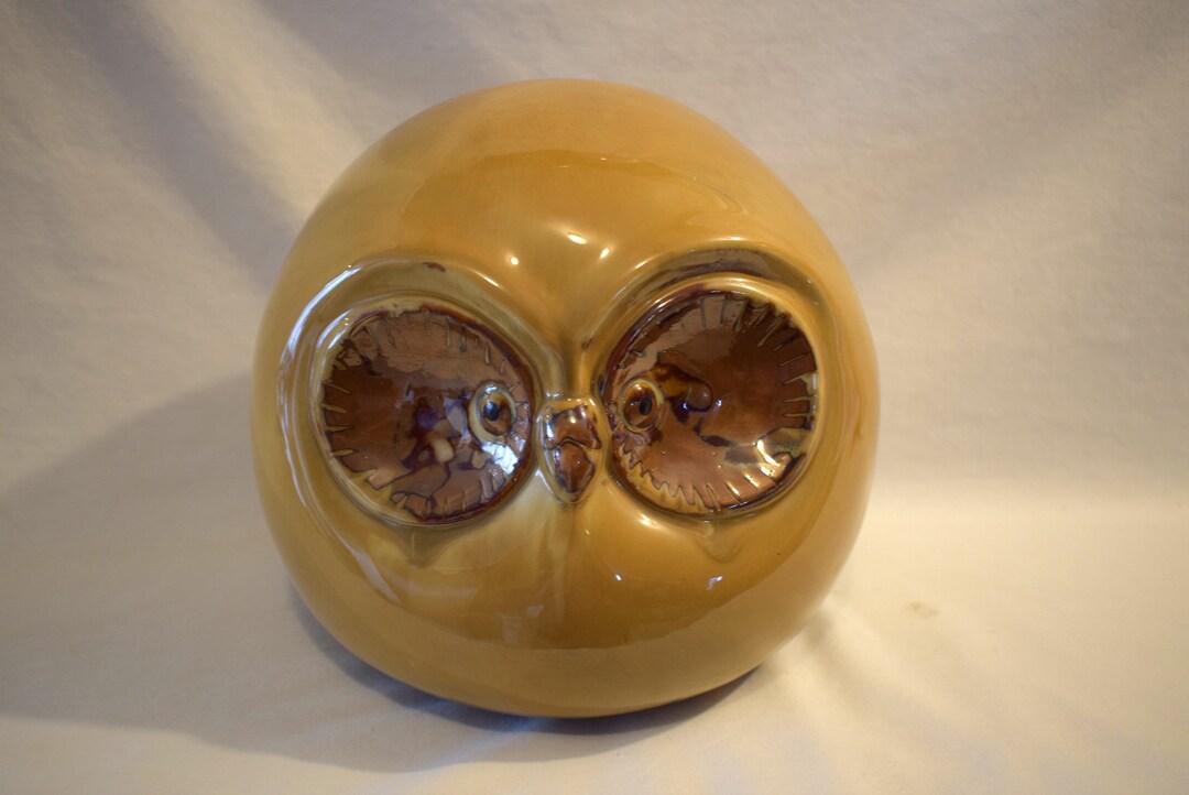 Vintage Large Porcelain Amber Orb Owl Figurine EUC - Etsy