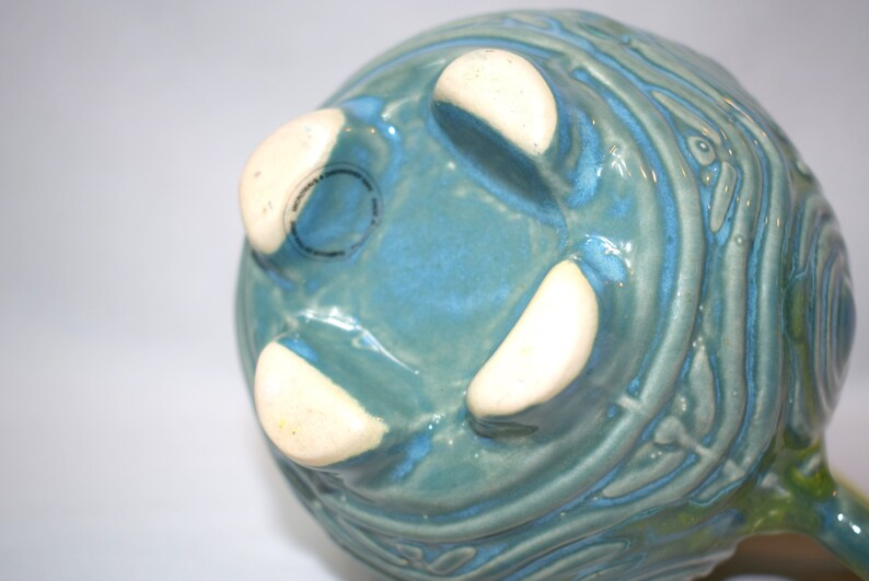 Vintage Double Handle Pottery Pitcher With Raised Geometric Design - Etsy