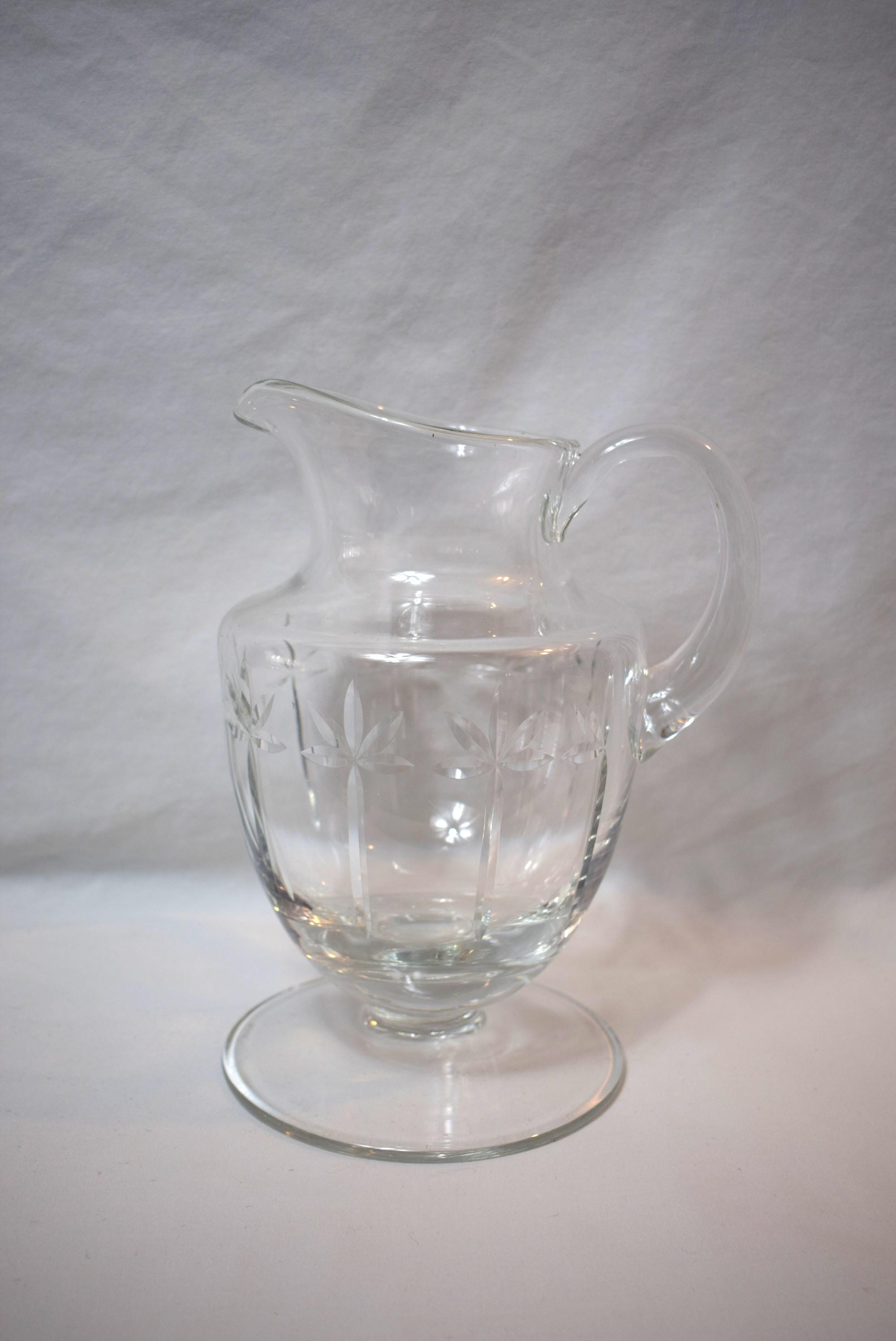 Vintage Block Crystal Footed Cut Glass Star Burst Pitcher - Etsy