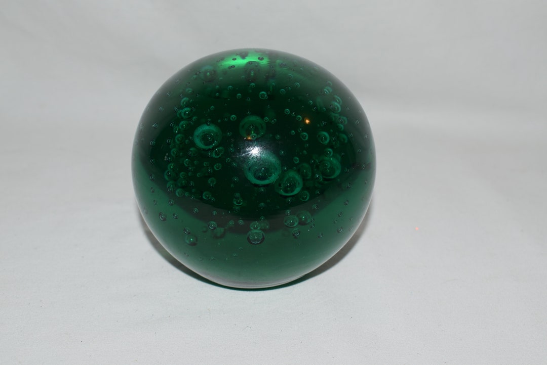 Beautiful Vintage Emerald Green Glass Orb With Bubbles - Etsy