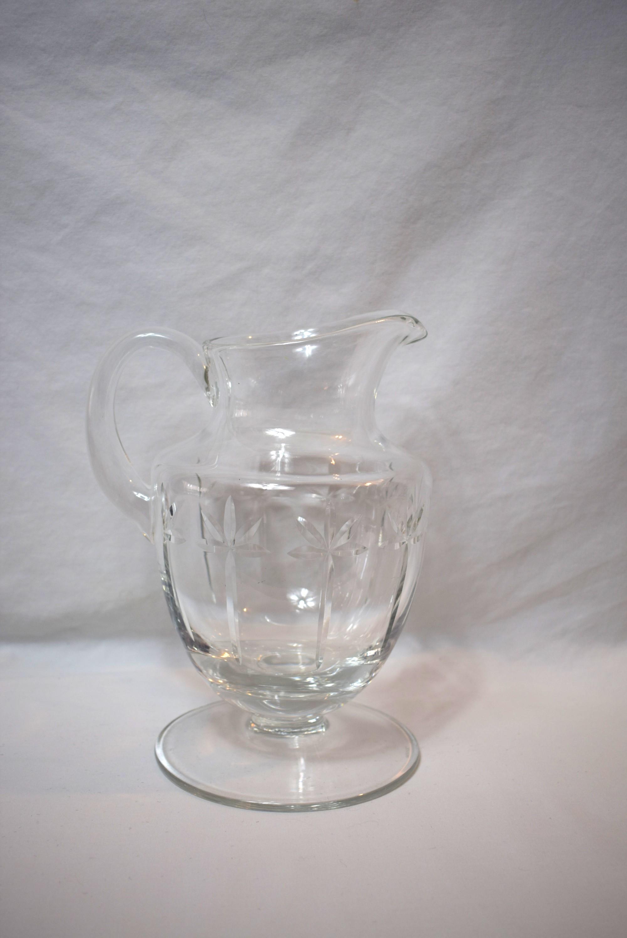 Vintage Block Crystal Footed Cut Glass Star Burst Pitcher - Etsy