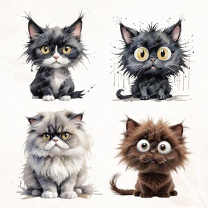 Cute Cat Clipart Bundle, Clip Art Set of 12 High Quality Pngs, Happy ...