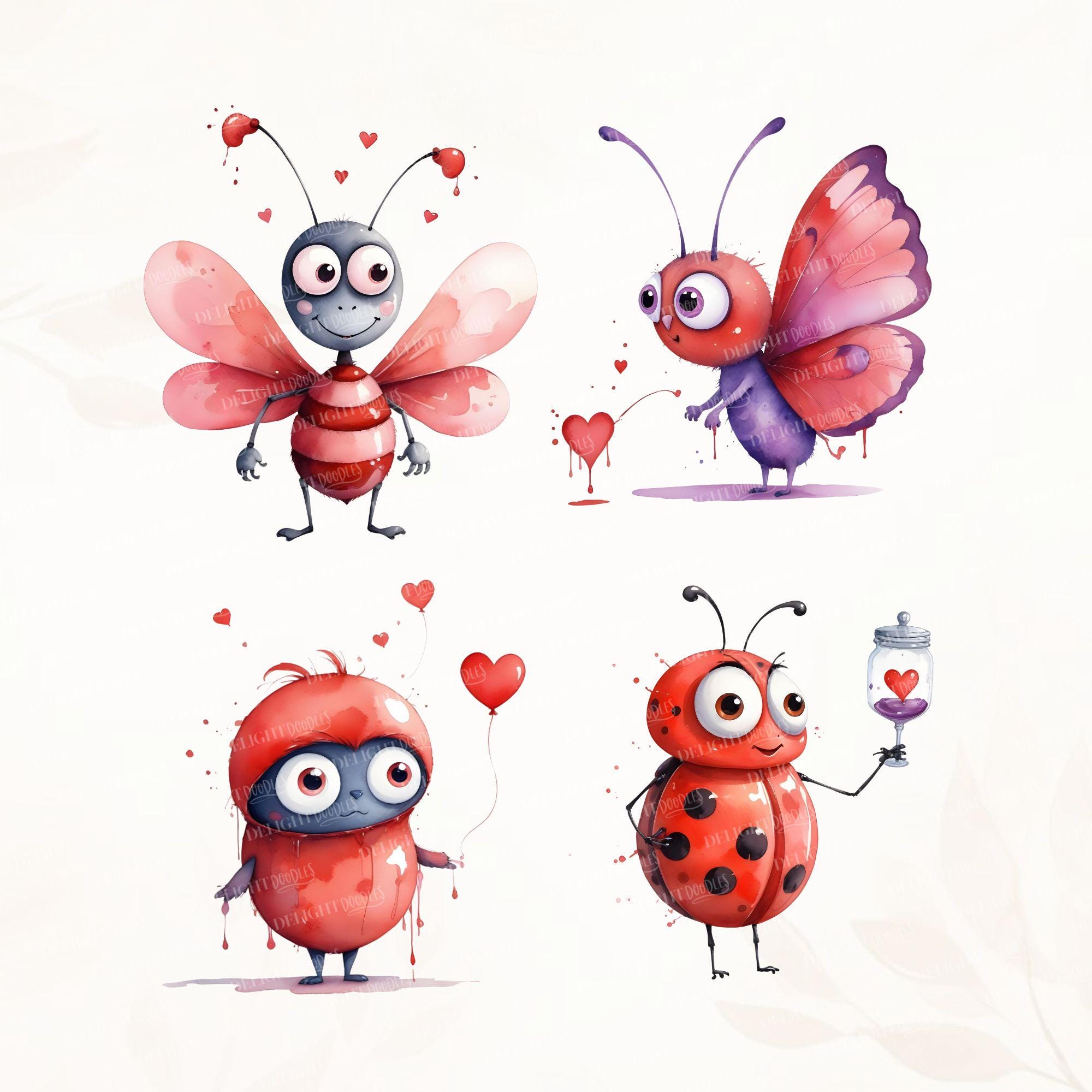 Love Bug Clipart Bundle | Valentine's & Mother's Day PNG (digital ...