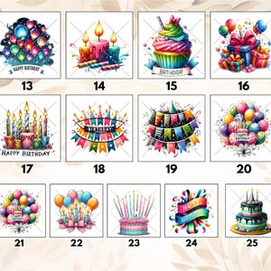 Watercolor Birthday Party Clipart Bundle 25 Pngs, Happy Birthday ...
