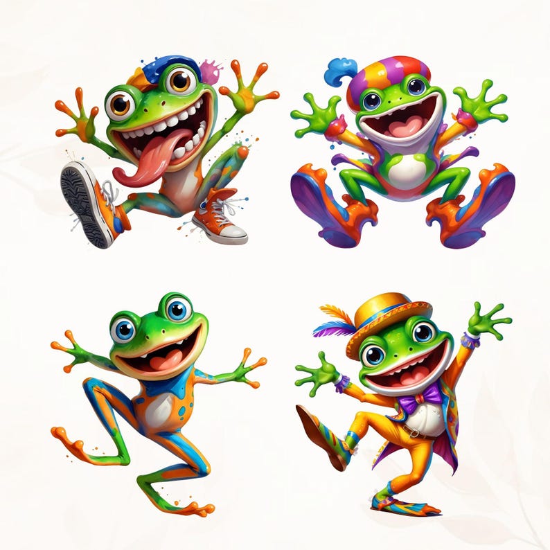 Colorful Frog Clipart Vibrant Cartoon Frog Designs 12 High-quality ...