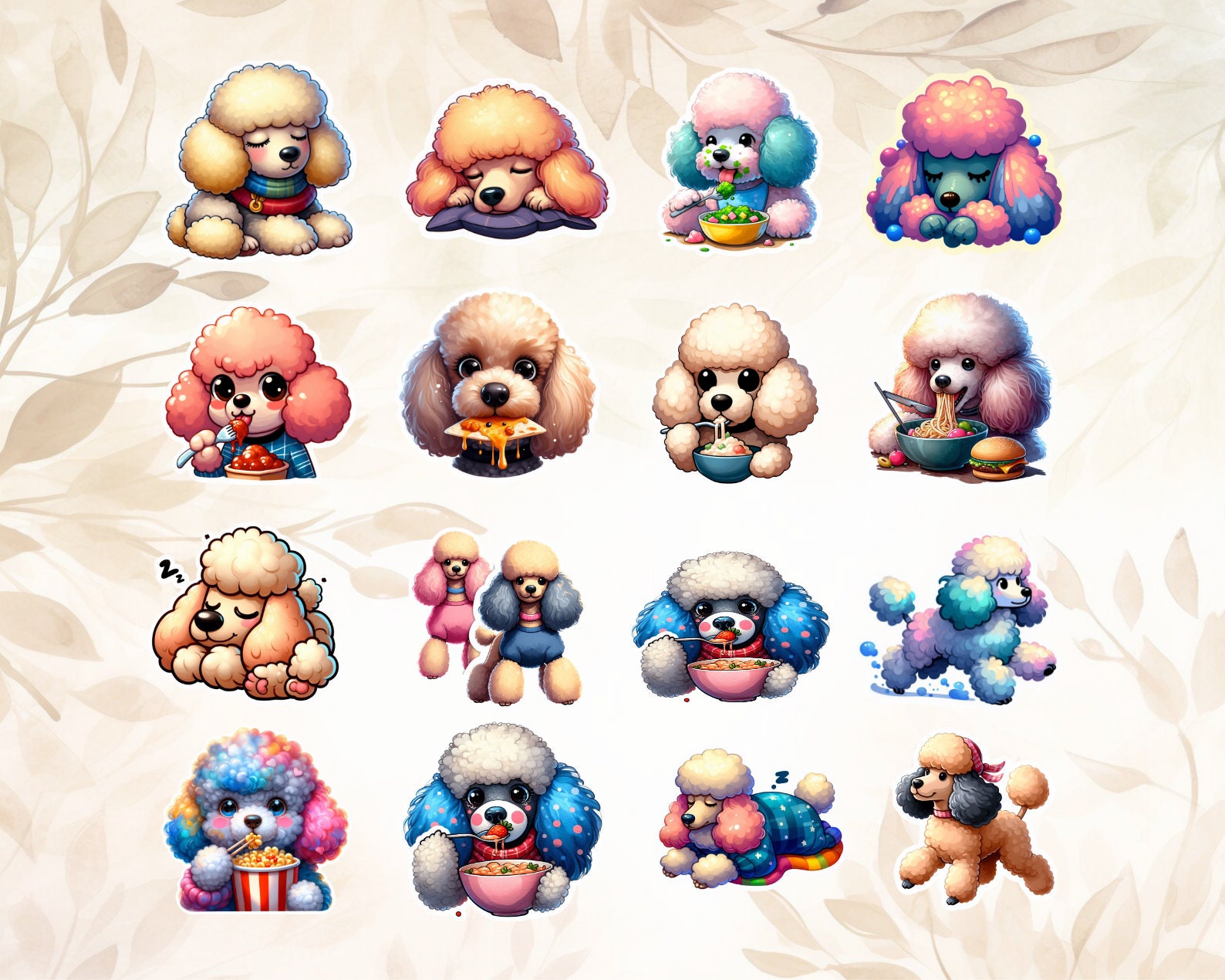 Cute Poodle Clipart Bundle - 30 High-res Pngs for Crafts, Scrapbooking ...
