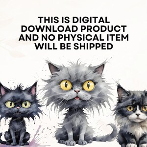 Cute Cat Clipart Bundle, Clip Art Set of 12 High Quality Pngs, Happy ...