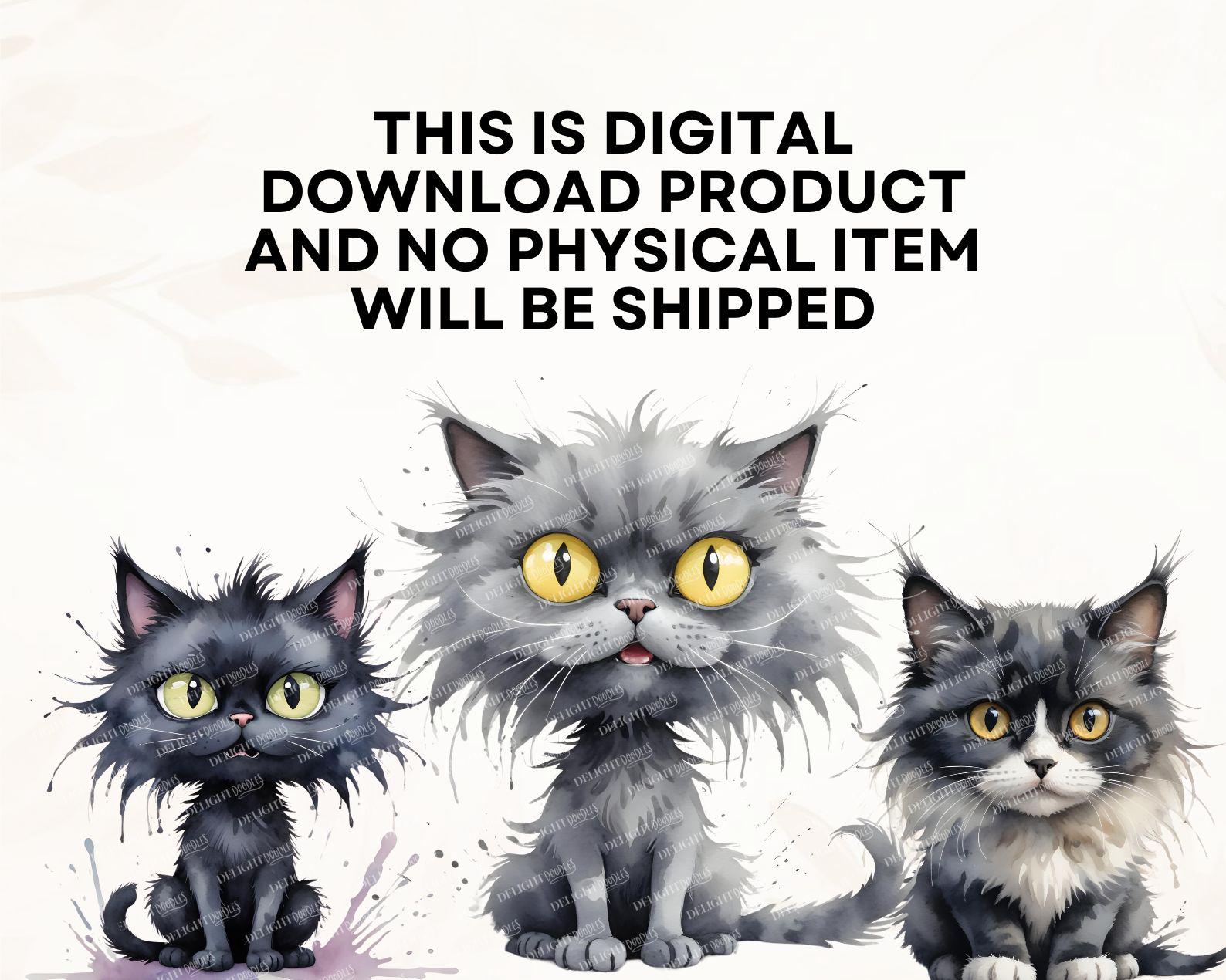 Cute Cat Clipart Bundle, Clip Art Set of 12 High Quality Pngs, Happy ...