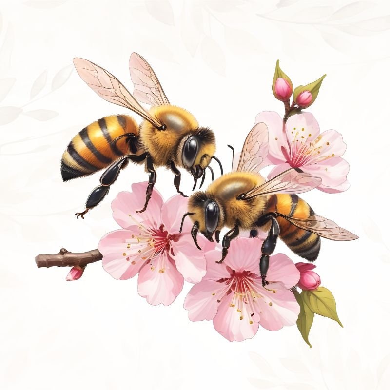 Nature Inspired Floral Bee Clipart, Floral Bees Clipart, Printable ...