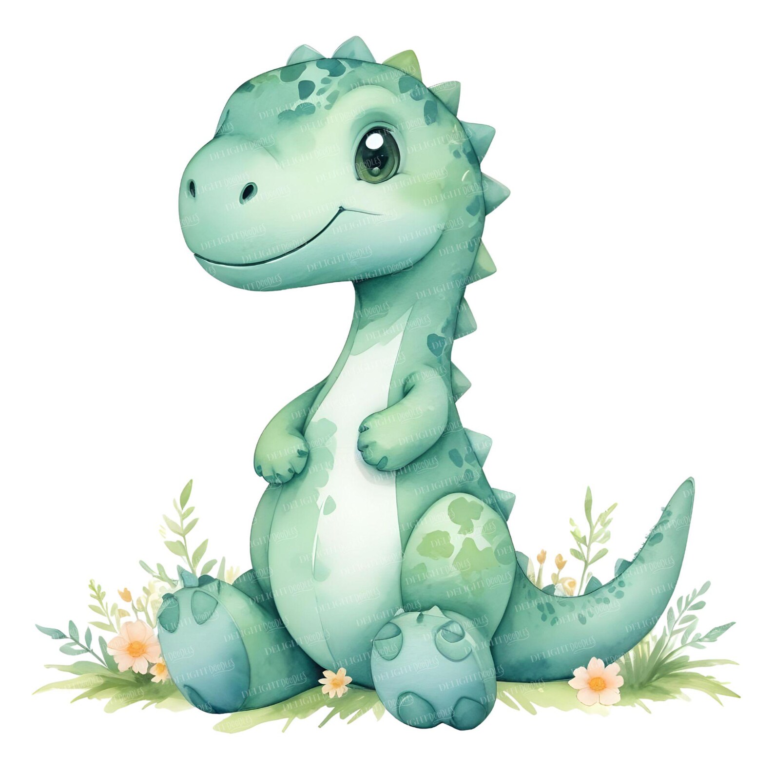 Watercolor Baby Dinosaur Clipart – 10 PNG Illustrations (digital ...