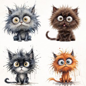 Cute Cat Clipart Bundle, Clip Art Set of 12 High Quality Pngs, Happy ...