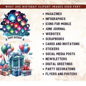 Watercolor Birthday Party Clipart Bundle 25 Pngs, Happy Birthday ...