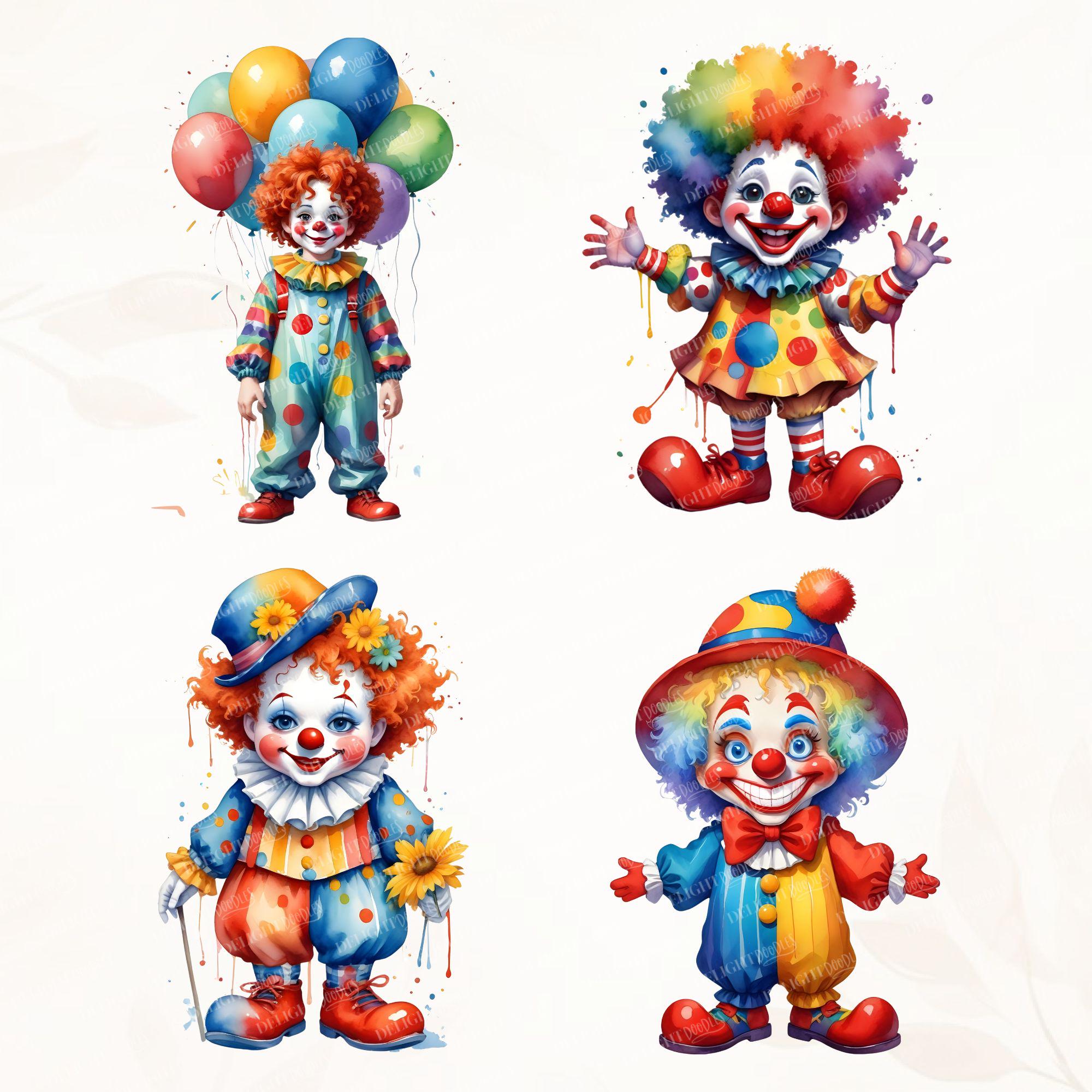 Cute Clown | Clown Clipart Bundle, 10 High-quality Pngs, Wall Art ...