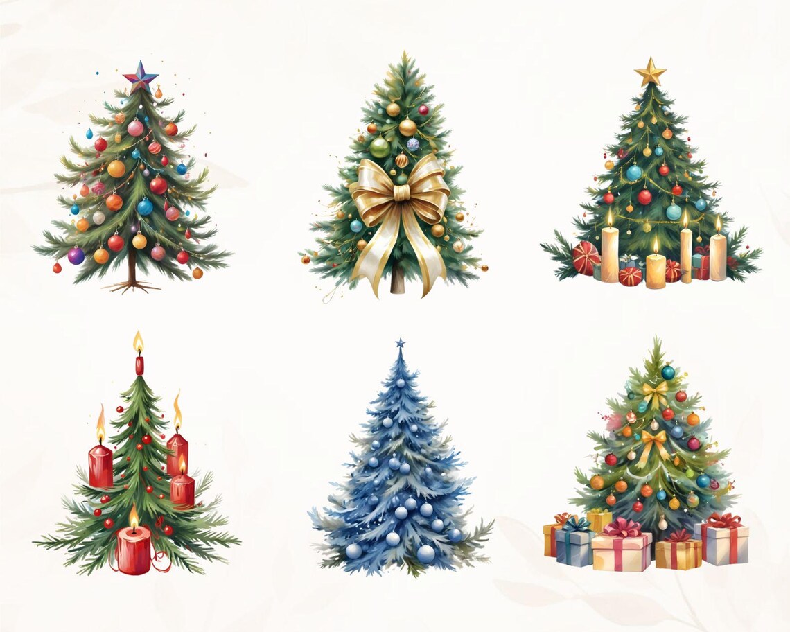 Watercolor Christmas Trees Clipart | Pine Tree Decor | Painted Tree ...