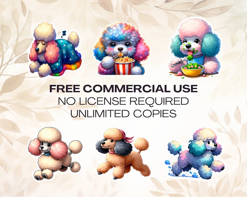 Cute Poodle Clipart Bundle - 30 High-res Pngs for Crafts, Scrapbooking ...