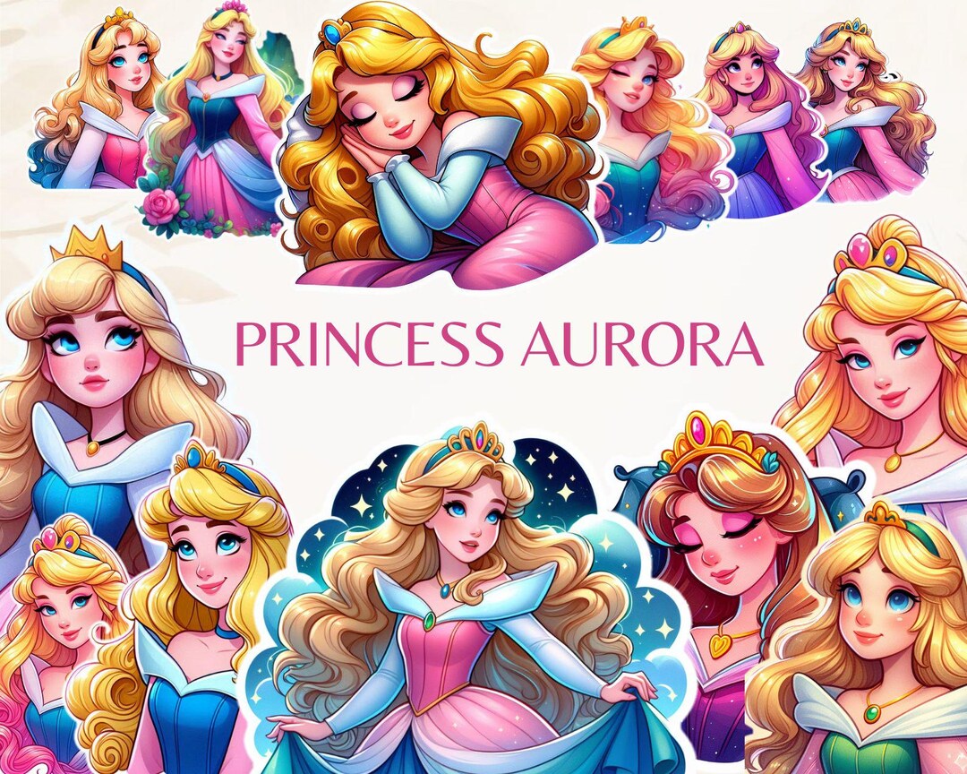 Princess Aurora Pngs Bundle | 300 DPI Transparent Images for Birthday ...