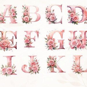 37 PNG Pink Alphabet Clipart, Floral Alphabet PNG Clipart, Pink Flowers ...