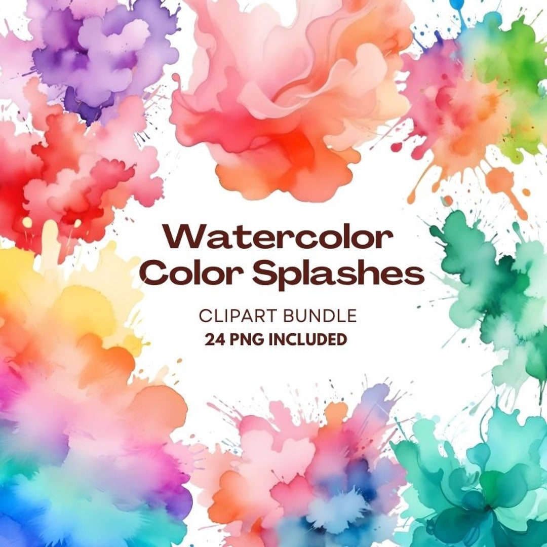 Watercolor Splash Clipart , Colorful Splatter, Alcohol Ink, Abstract ...
