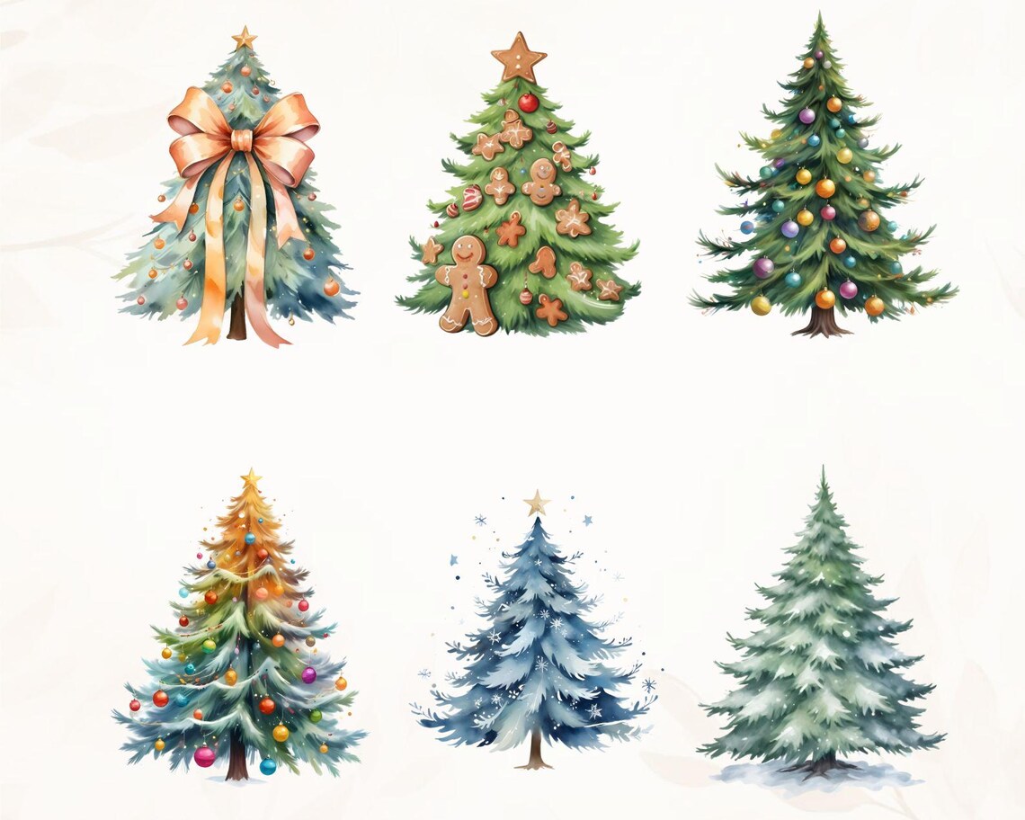 Watercolor Christmas Trees Clipart | Pine Tree Decor | Painted Tree ...