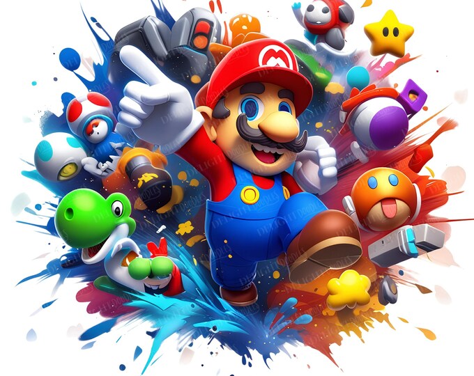 Super Mario Watercolor Splash PNG: Clipart Digital Download - Etsy Canada