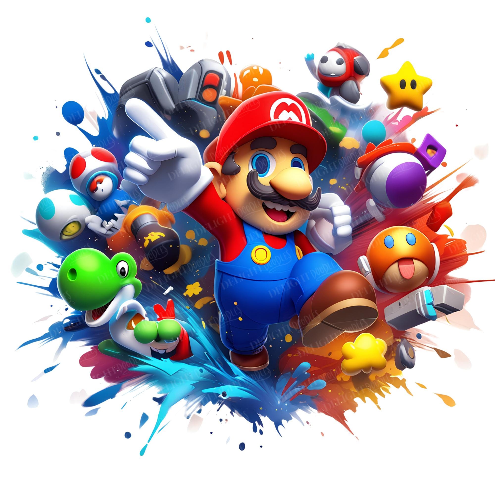 Super Mario Splash Friends PNG Clipart, Digital Design for Sublimation ...