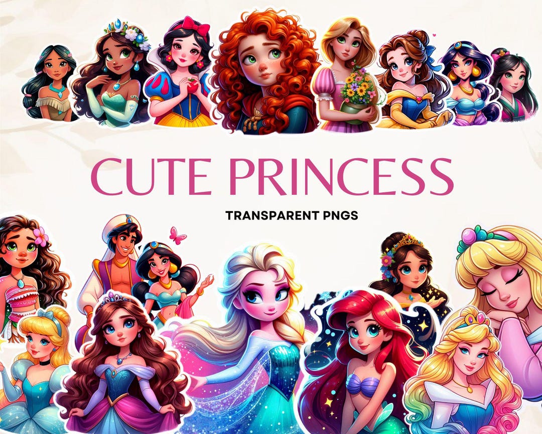 Little Princess Clipart, Fairytale Princess Watercolor PNG, Magical ...