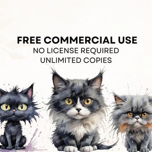 Cute Cat Clipart Bundle, Clip Art Set of 12 High Quality Pngs, Happy ...