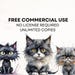 Cute Cat Clipart Bundle, Clip Art Set of 12 High Quality Pngs, Happy ...