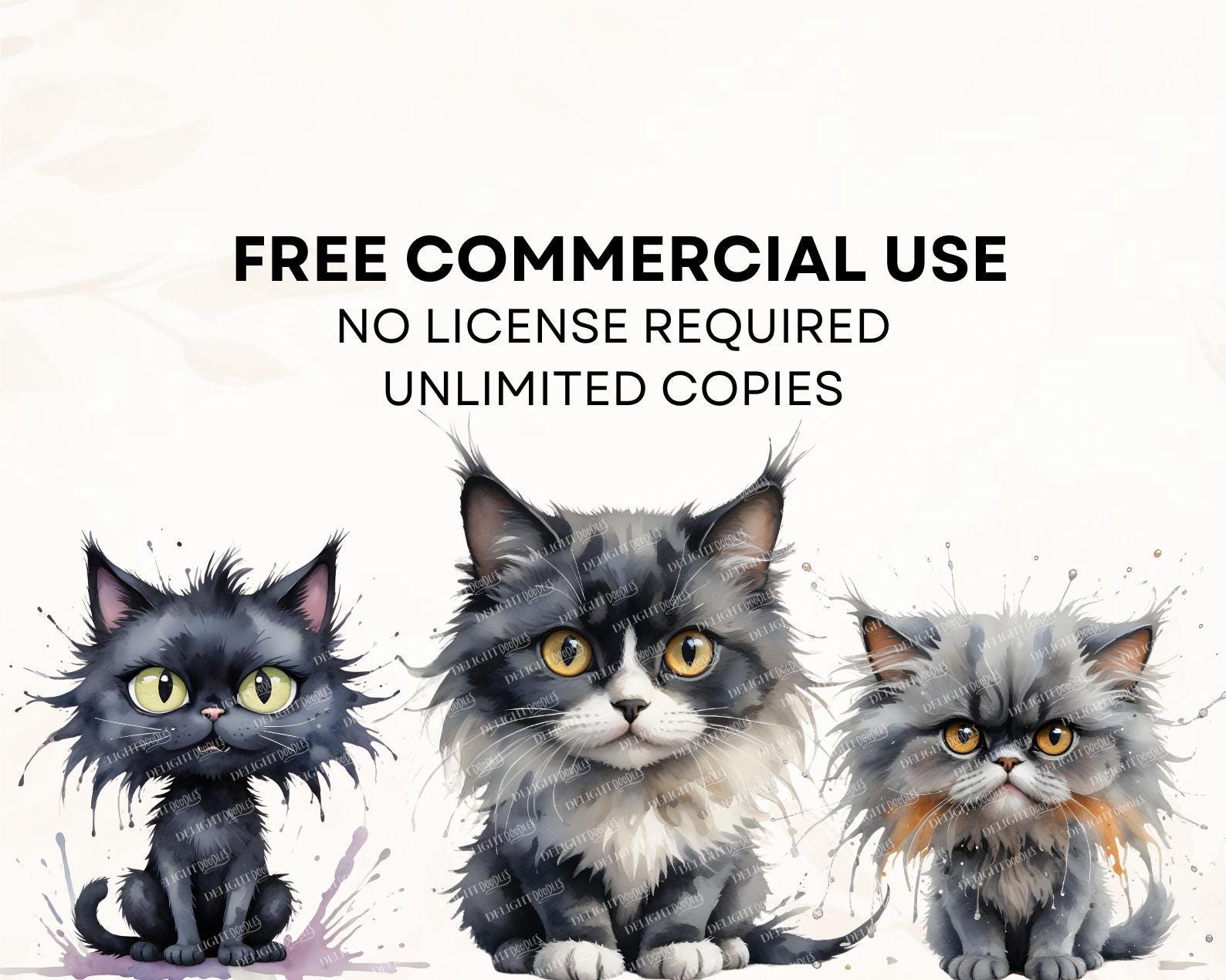 Cute Cat Clipart Bundle, Clip Art Set of 12 High Quality Pngs, Happy ...