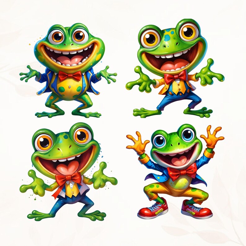 Colorful Frog Clipart Vibrant Cartoon Frog Designs 12 High-quality ...