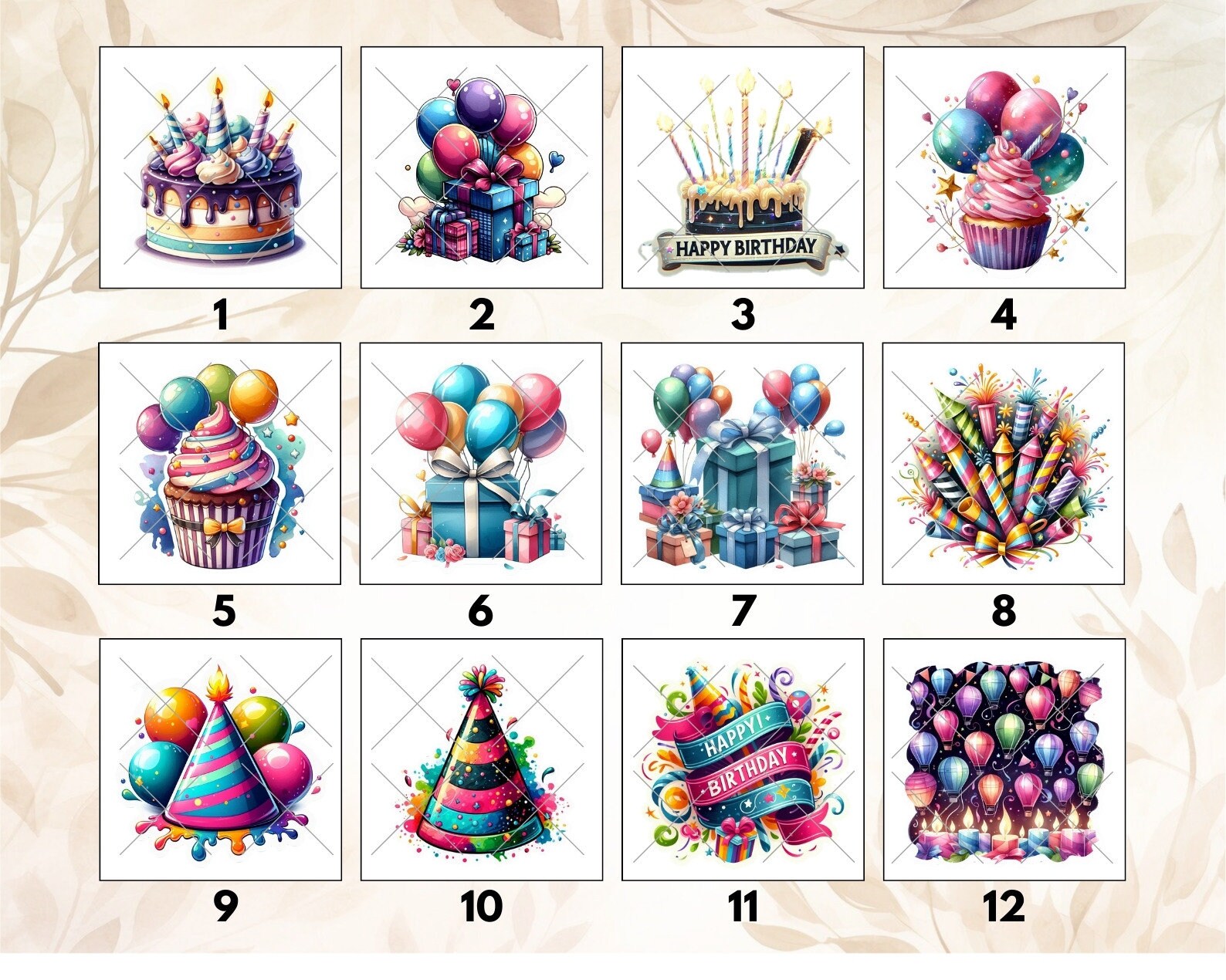 Watercolor Birthday Party Clipart Bundle 25 Pngs, Happy Birthday ...