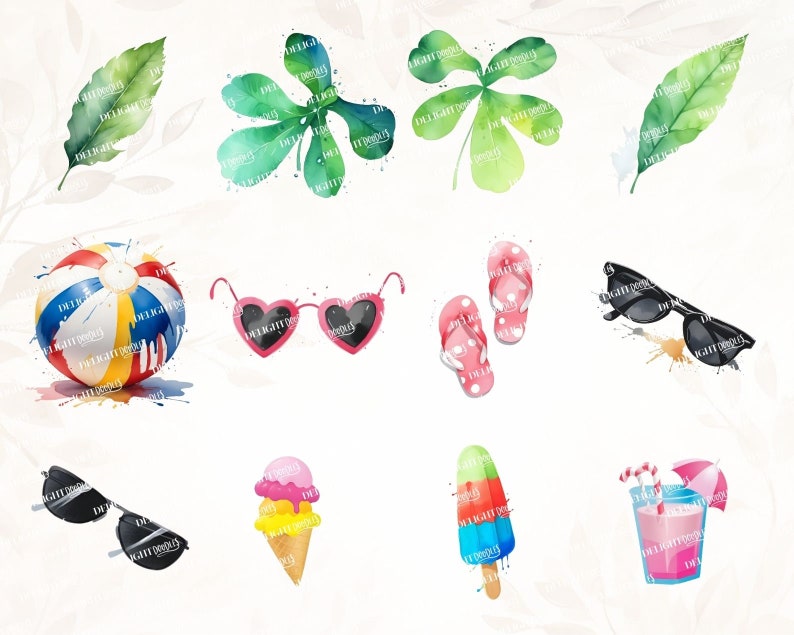 Summer Clipart - Watercolor Pool Party Clipart - Pool Clipart - Party ...