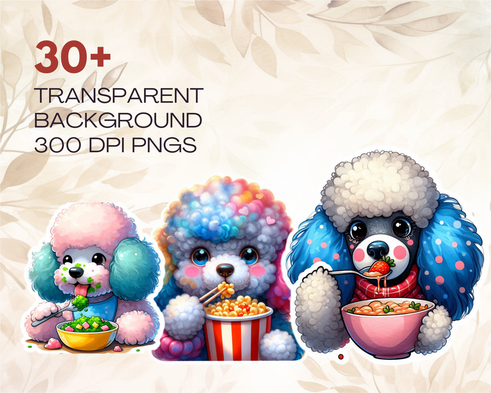 Cute Poodle Clipart Bundle - 30 High-res Pngs for Crafts, Scrapbooking ...