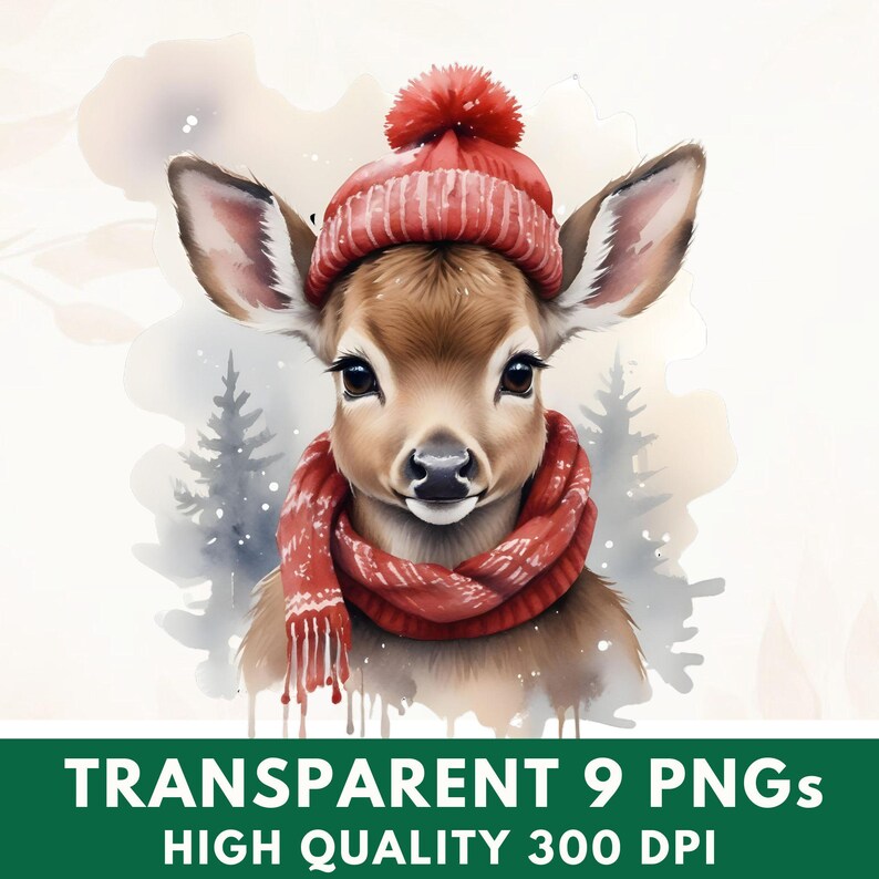 Watercolor Christmas Woodland Animals - Winter Clipart Pngs for Junk ...