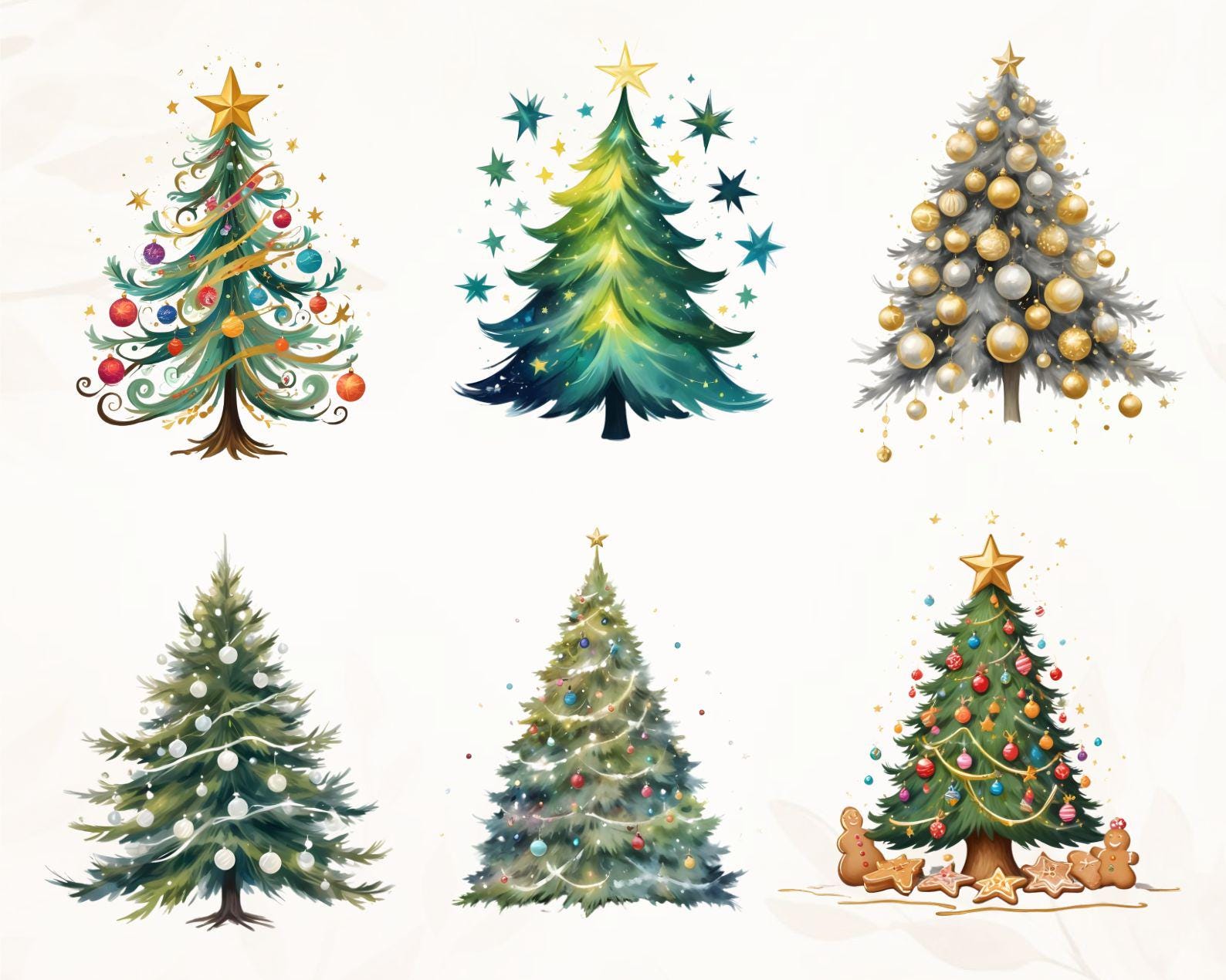 Watercolor Christmas Trees Clipart | Pine Tree Decor | Painted Tree ...