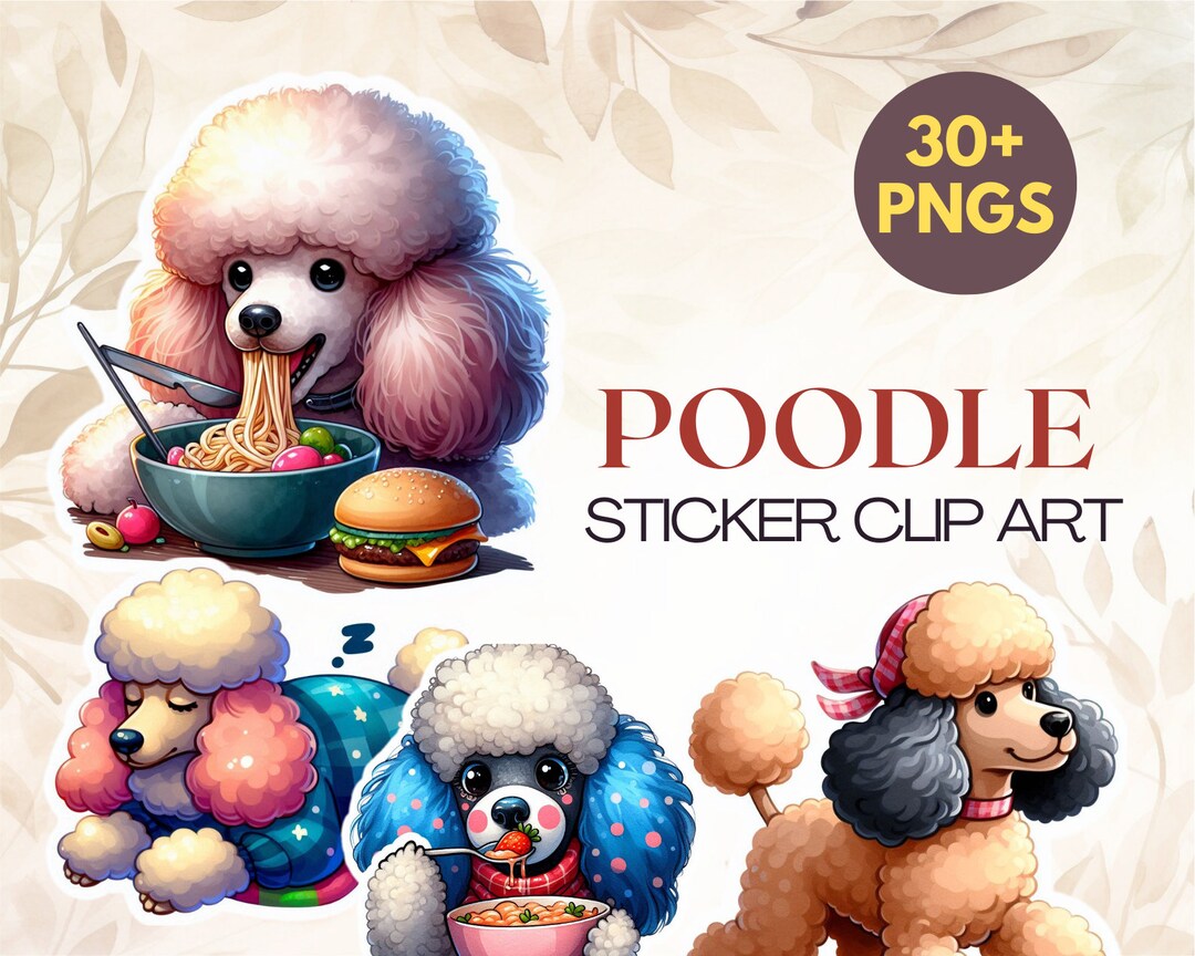 Cute Poodle Clipart Bundle - 30 High-res Pngs for Crafts, Scrapbooking ...