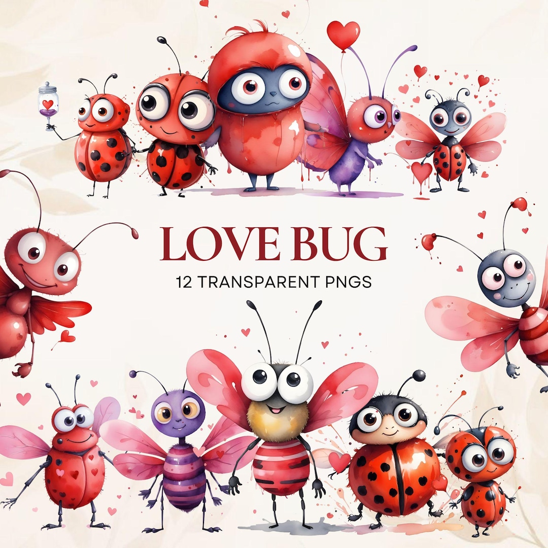 Love Bug Clipart Bundle | Valentine's & Mother's Day PNG (digital ...