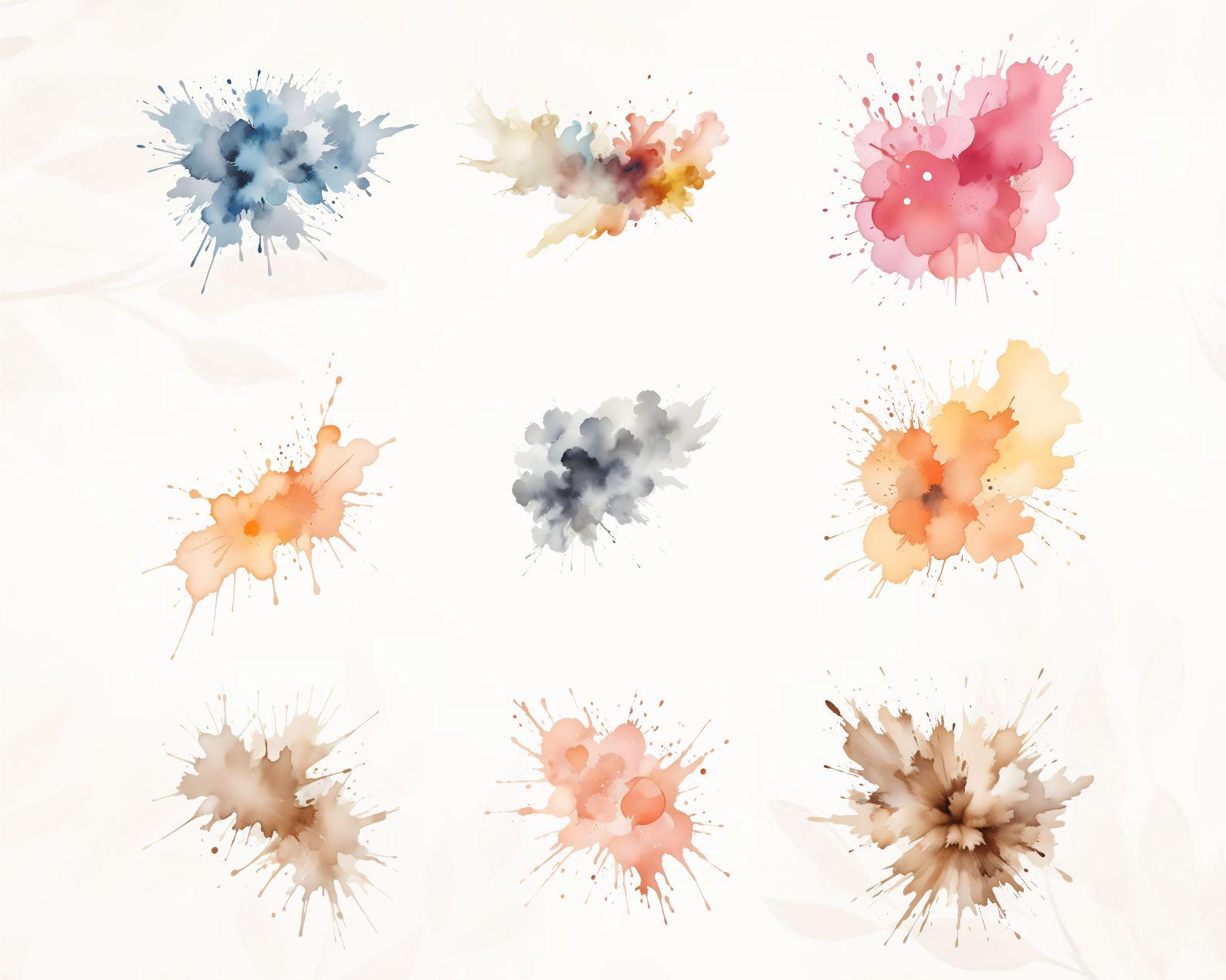 Neutral Watercolor Splatter Clipart, Brush Strokes, Splatter Clipart ...