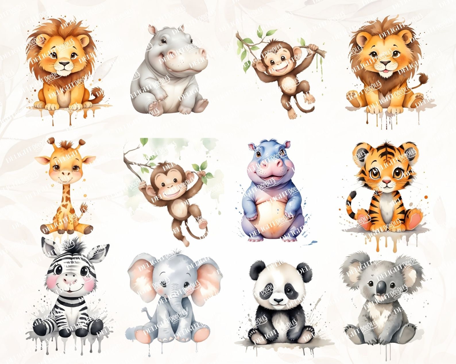 Jungle Adventure Clipart Bundle - Safari Animals Clip Art, Safari Baby ...
