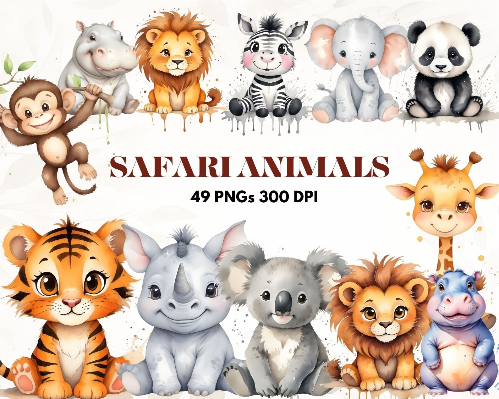 Jungle Adventure Clipart Bundle - Safari Animals Clip Art, Safari Baby ...