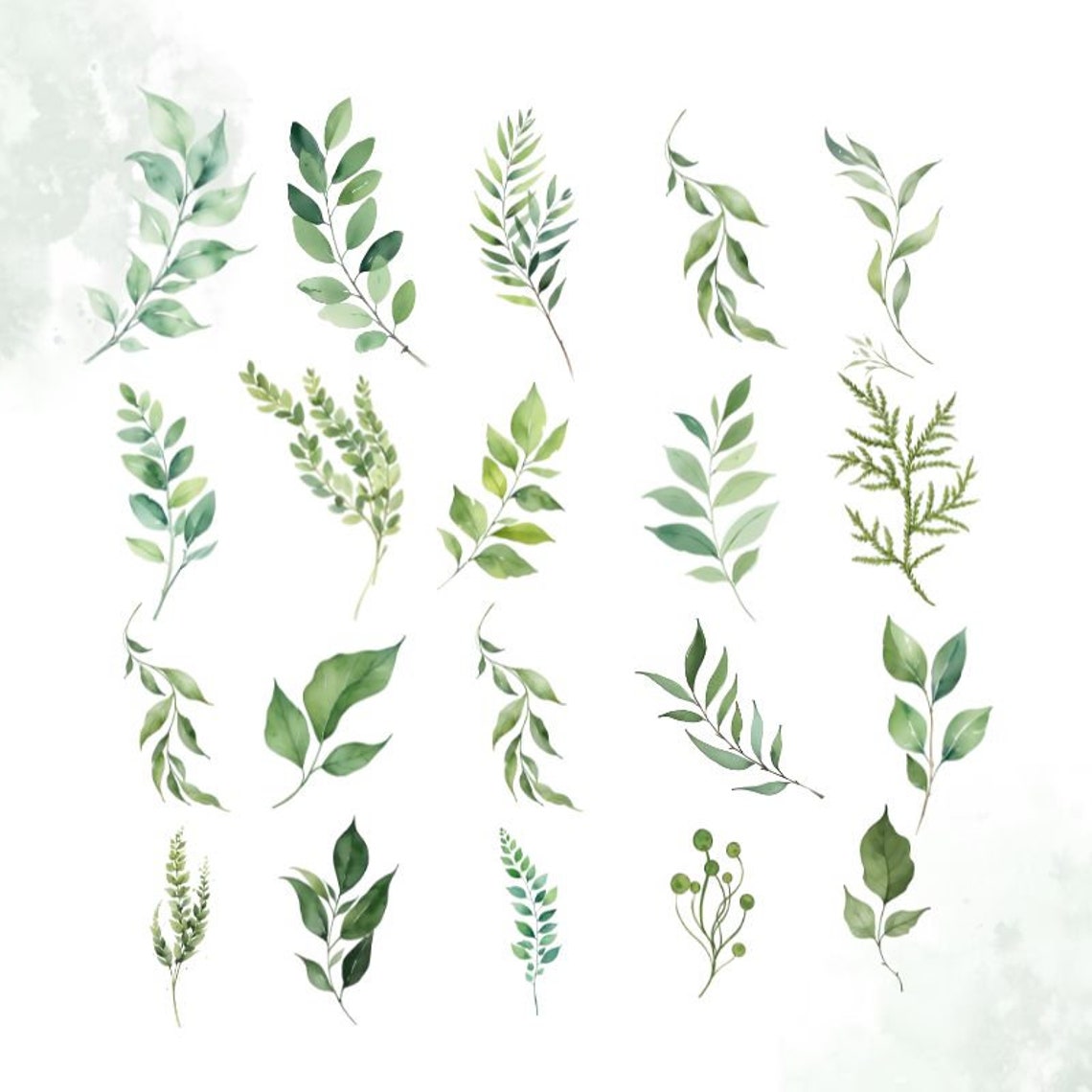 Greenery Bundle, Greenery Watercolor Clipart, Botanical Clipart ...