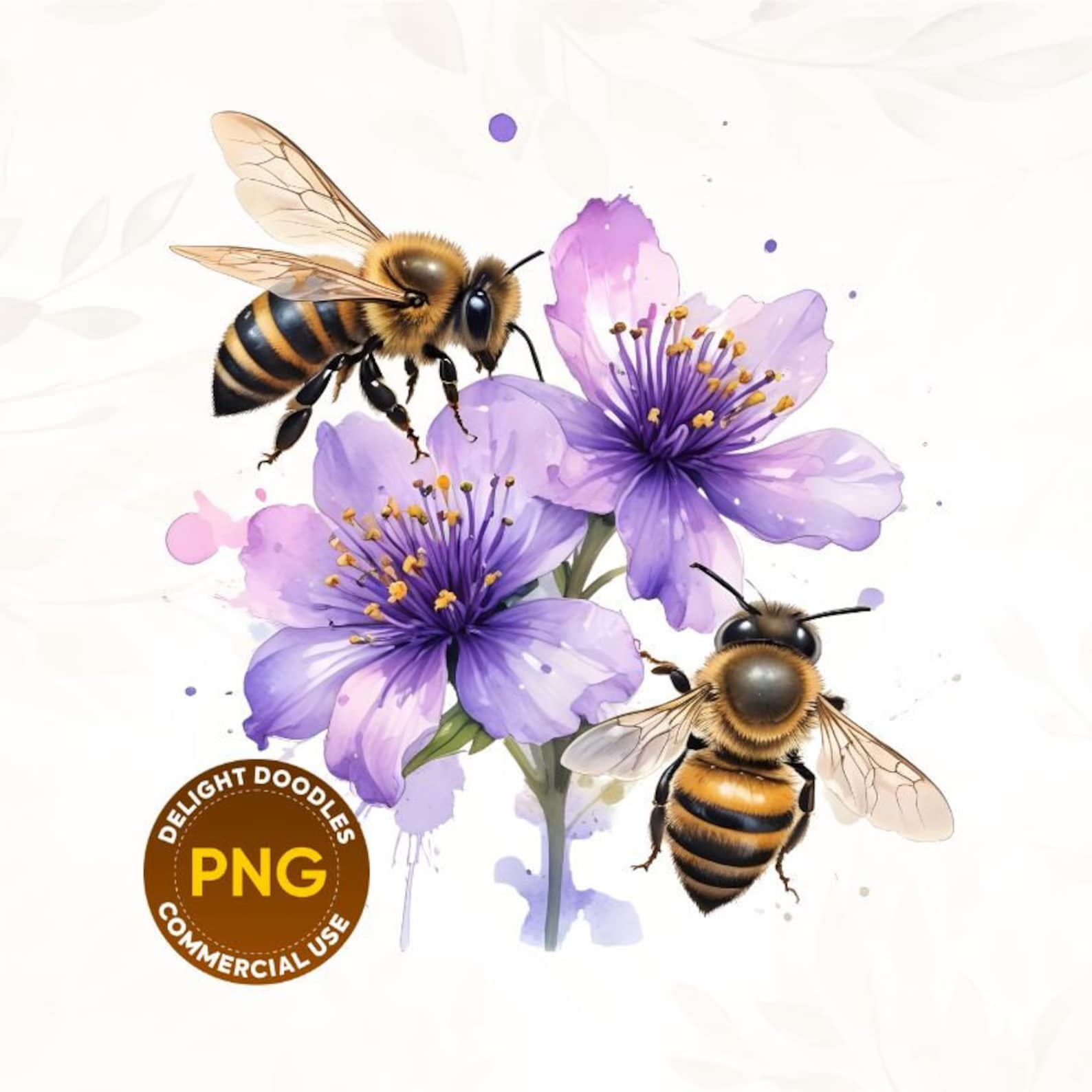 Nature Inspired Floral Bee Clipart, Floral Bees Clipart, Printable ...