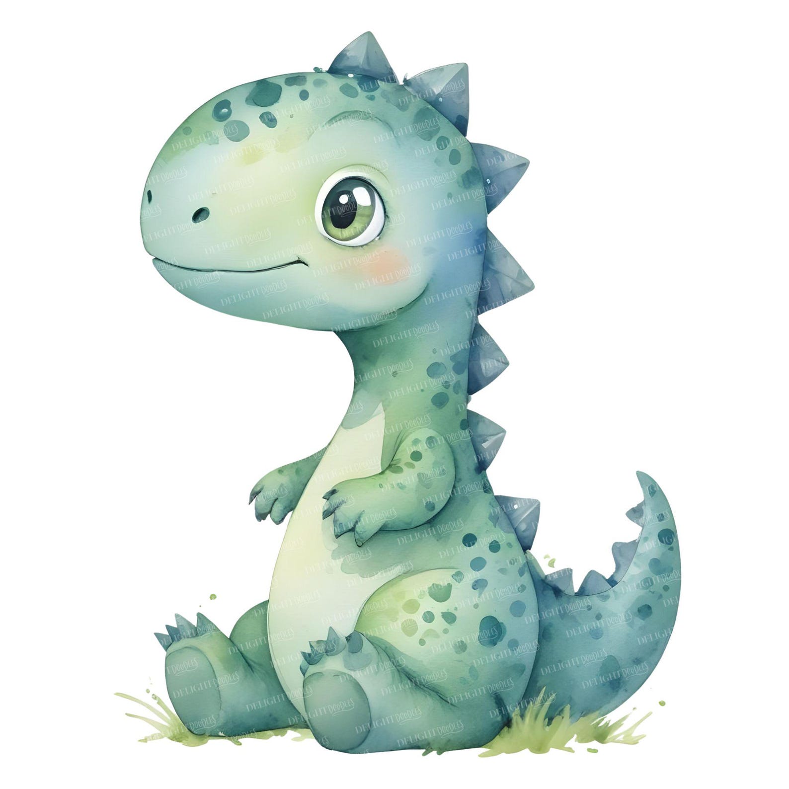 Watercolor Baby Dinosaur Clipart – 10 PNG Illustrations (digital ...