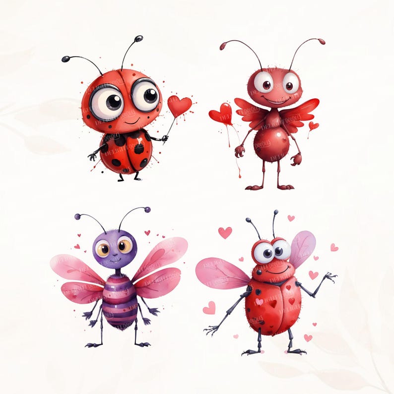 Love Bug Clipart Bundle | Valentine's & Mother's Day PNG (digital ...