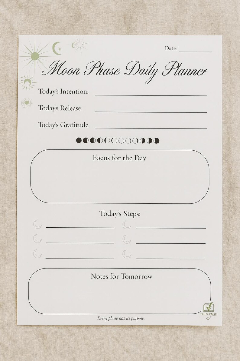 Moon Phase Planner Printable | Lunar Cycle Journal | New and Full Moon ...