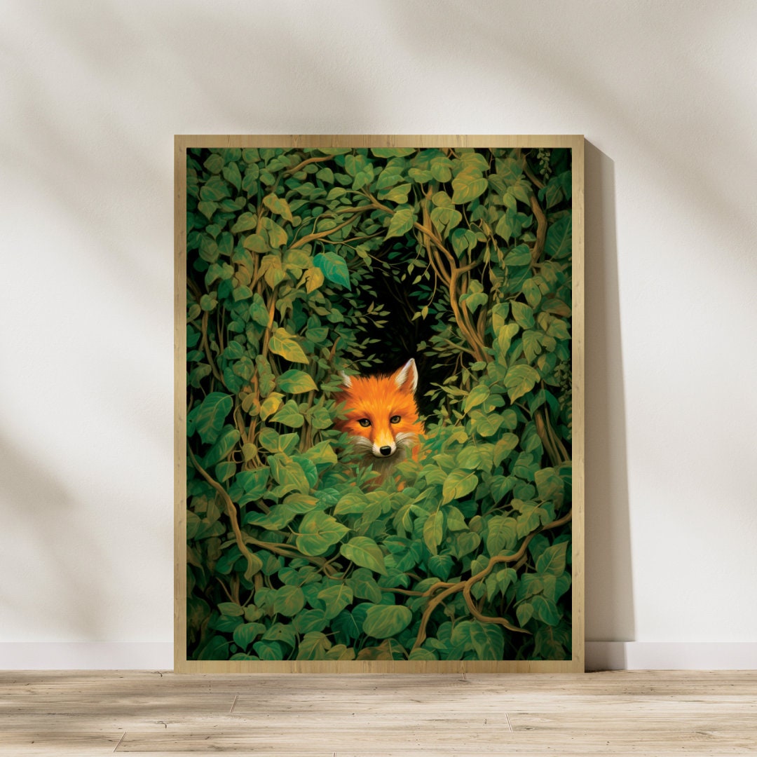 Forest Fox Art Print, Abstract Fox Painting Art, Forest Wildlife Art ...