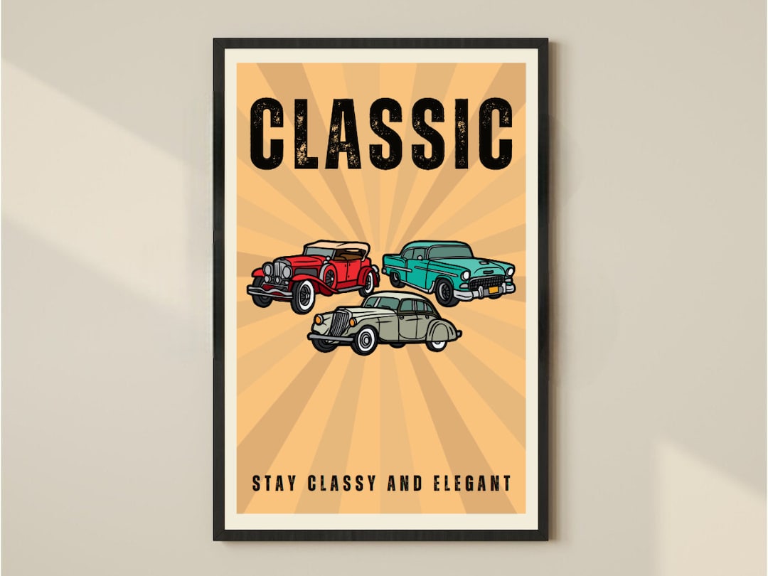 Vintage Car Poster, Classic Car Print, Retro Car Art Print, Classic Car ...