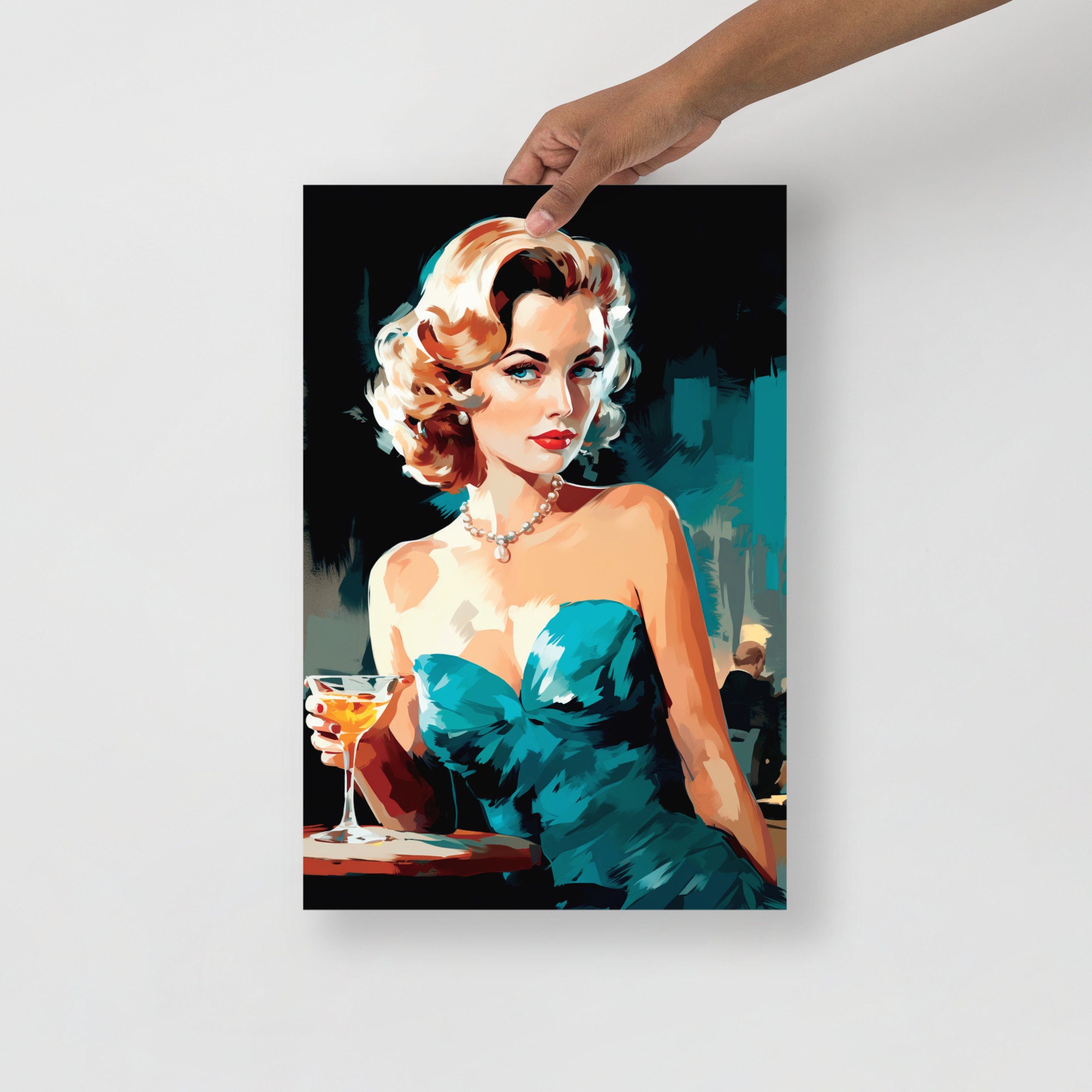 Vintage Girl Art Print, Retro Girl Painting, 1950s Girl Art, Vintage ...