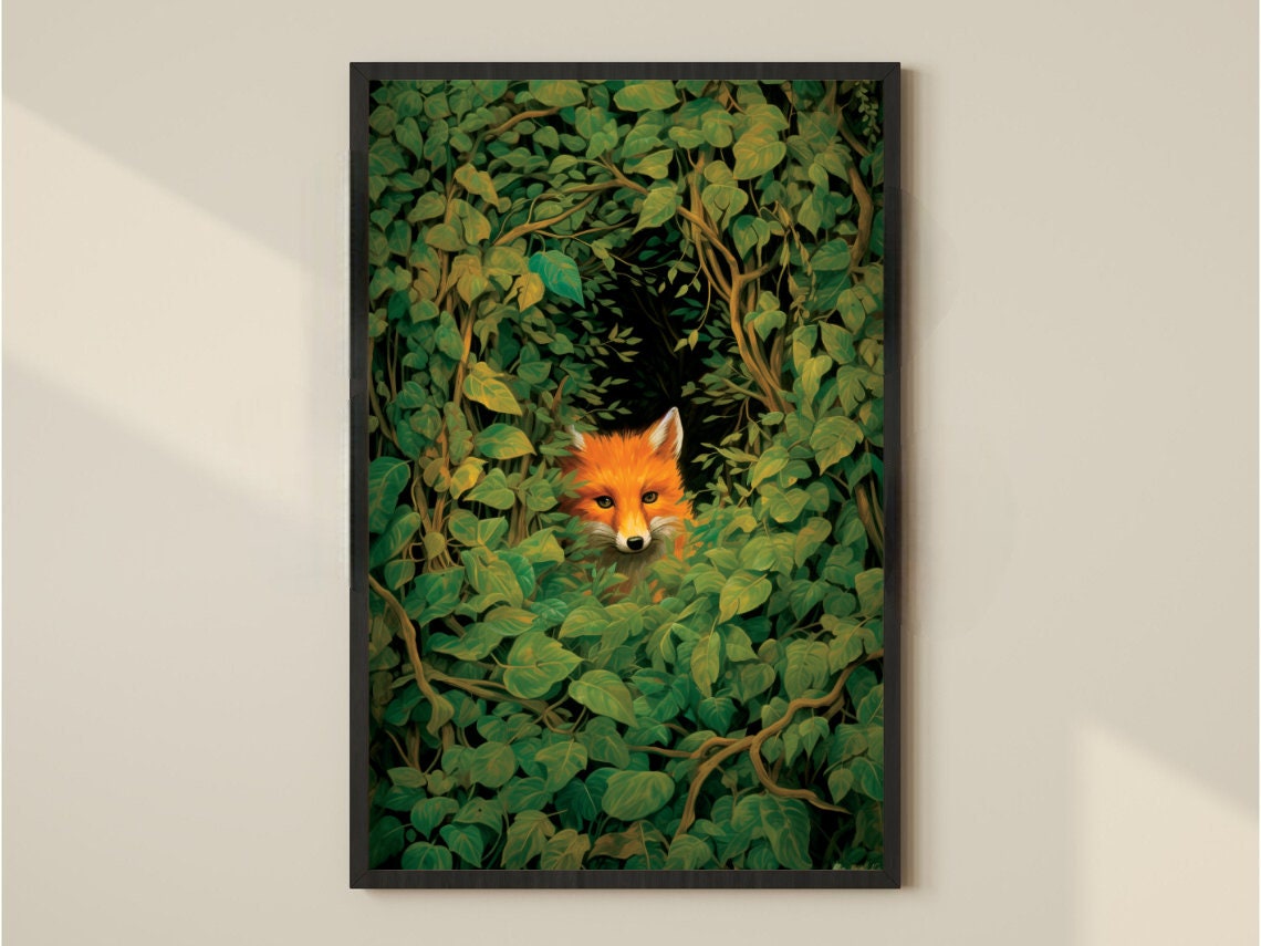 Forest Fox Art Print, Abstract Fox Painting Art, Forest Wildlife Art ...