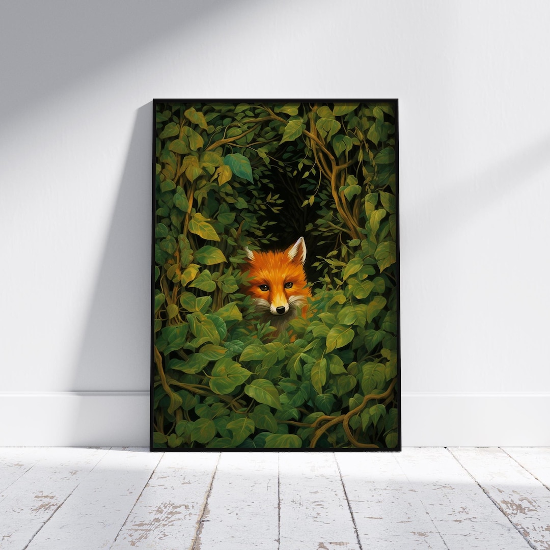 Forest Fox Art Print, Abstract Fox Painting Art, Forest Wildlife Art ...